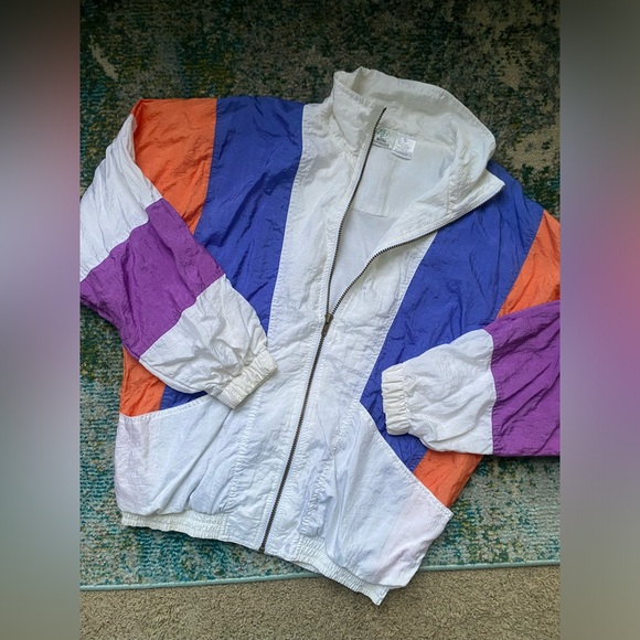 Vintage | Jackets & Coats | Vintage 9s Color Block Zip Front Track Suit ...